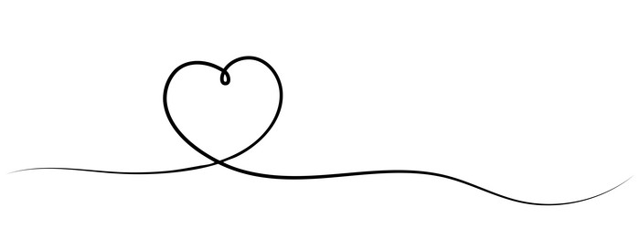 Heart in line drawing ribbon doodle sketch Vector Image