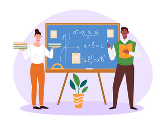 Math professor at the blackboard Royalty Free Vector Image