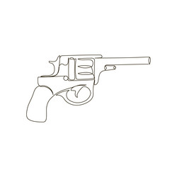 Revolver nagan continuous line drawing one line Vector Image