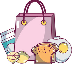 Supermarket grocery products cartoon Royalty Free Vector
