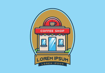 Coffee shop line art flat Royalty Free Vector Image