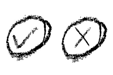 Crayon sketch true false red green symbol Vector Image