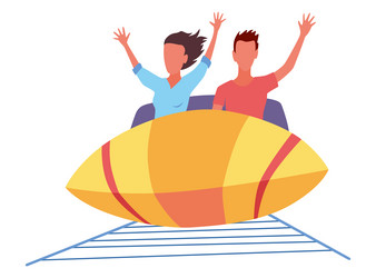 Roller coaster happy people rollercoaster Vector Image