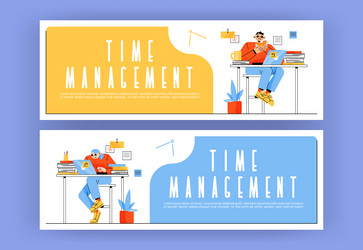 Time management concept with man with clock Vector Image