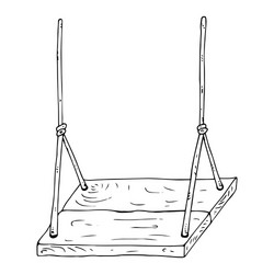 Children wooden swing swing from Royalty Free Vector Image