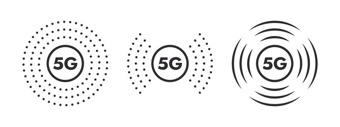 5g network icons wireless technology Royalty Free Vector