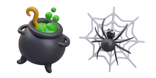 Cartoon vat with boiling green orange and purple Vector Image