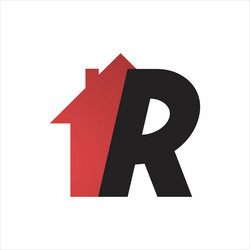 Initial r logo with real estate design icon symbol