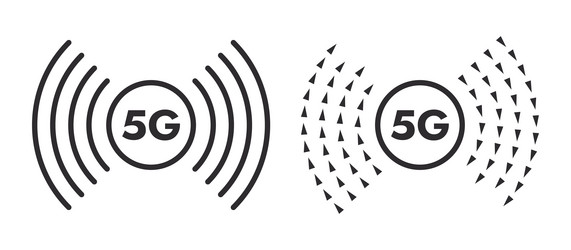 5g network icons with planet sign Royalty Free Vector Image