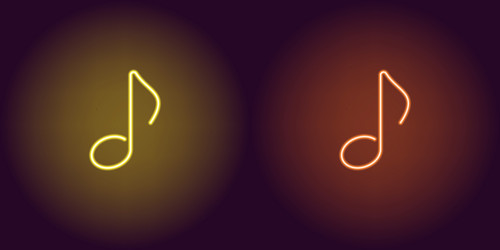 Neon icon of yellow and orange musical note Vector Image