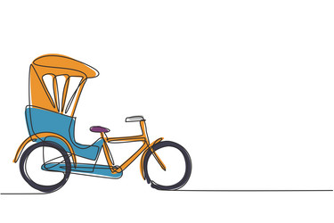 Continuous one line drawing pulled rickshaw Vector Image