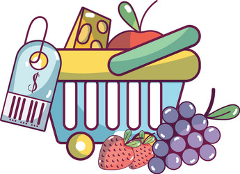 Supermarket products cartoon Royalty Free Vector Image