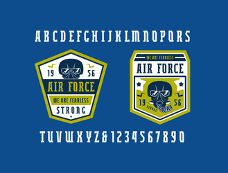Stencil-plate sans serif font and air force emblem