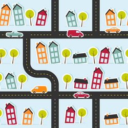 Seamless background pattern with colorful town Vector Image