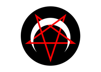 Reversed or inverted pentagram with crescent moon Vector Image