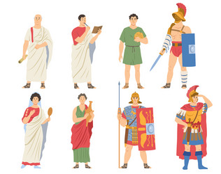 Ancient roman people characters with soldier Vector Image