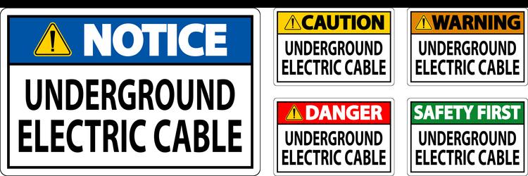 Caution sign underground electric cable Royalty Free Vector