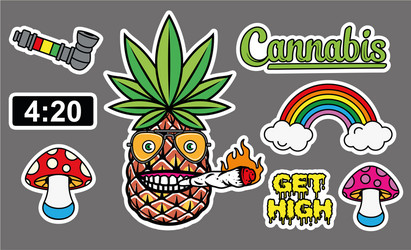 Marijuana set sticker Royalty Free Vector Image