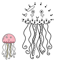 Connect digits and draw a cute jellyfish Vector Image