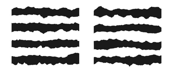 Torn thin and long pieces of paper set black Vector Image
