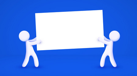 Person holding up a blank empty placard cartoon Vector Image