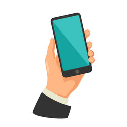Man hand is holding smartphone cartoon Royalty Free Vector