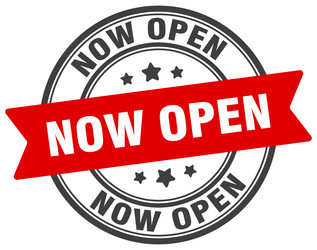 Now open stamp label on transparent Royalty Free Vector