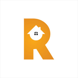 R initial design logo with real estate Royalty Free Vector