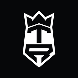 Tr letter logo monogram hexagon shield shape up Vector Image