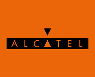 Alcatel brand logo phone mobile symbol black Vector Image