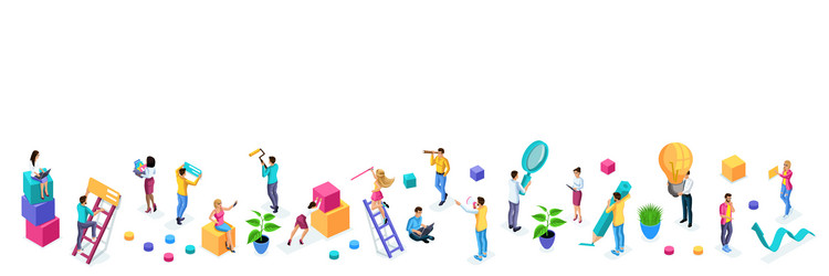 Isometrics set of business icons diagram Vector Image