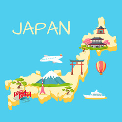 Cartoon japan travel infographic card poster Vector Image