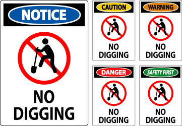 Danger sign no digging Royalty Free Vector Image