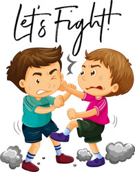 Two young boys fighting Royalty Free Vector Image
