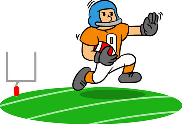 American football wide receiver catch ball cartoon