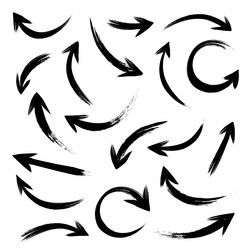 Thin curved arrows collection sketch Royalty Free Vector