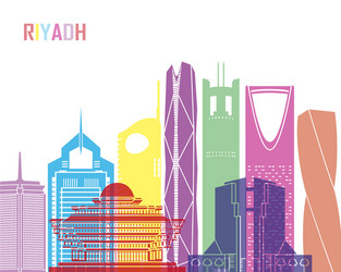 Riyadh skyline linear style with rainbow Vector Image