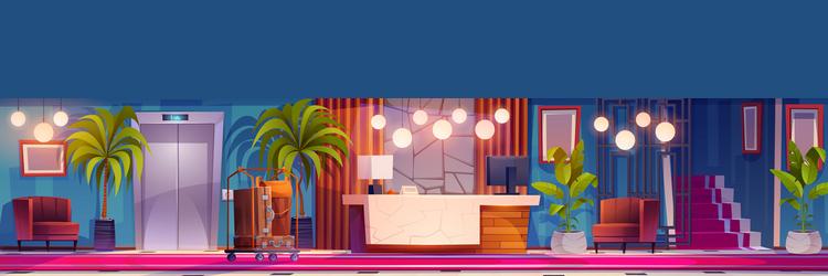 Abandoned dirty hotel lobby room interior cartoon Vector Image