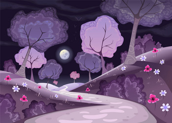 Landscape with tree in the night Royalty Free Vector Image