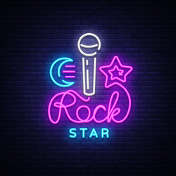 Rock star neon sign design Royalty Free Vector Image