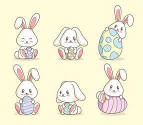 Variety easter rabbits set Royalty Free Vector Image