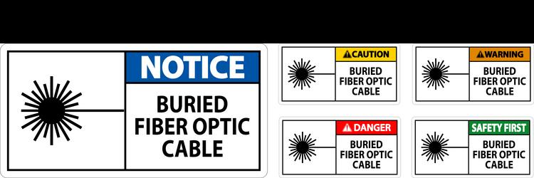 Warning sign buried fiber optic cable Royalty Free Vector