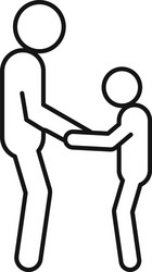 School children help senior man icon outline Vector Image