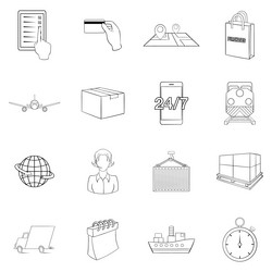 Global export icon outline style Royalty Free Vector Image