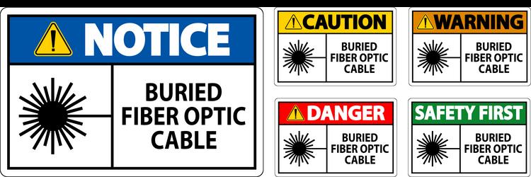 Warning sign buried fiber optic cable Royalty Free Vector
