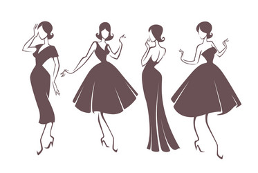 Retro girls Royalty Free Vector Image - VectorStock