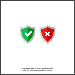 Set of green shield with tick and cross symbol Vector Image
