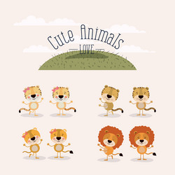 Counting lions animals educational game Royalty Free Vector