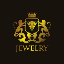 Golden heraldic coat arms Royalty Free Vector Image