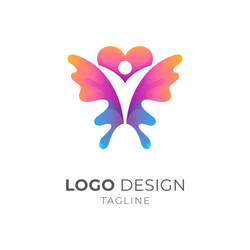 Human butterfly transformation wellness logo Vector Image